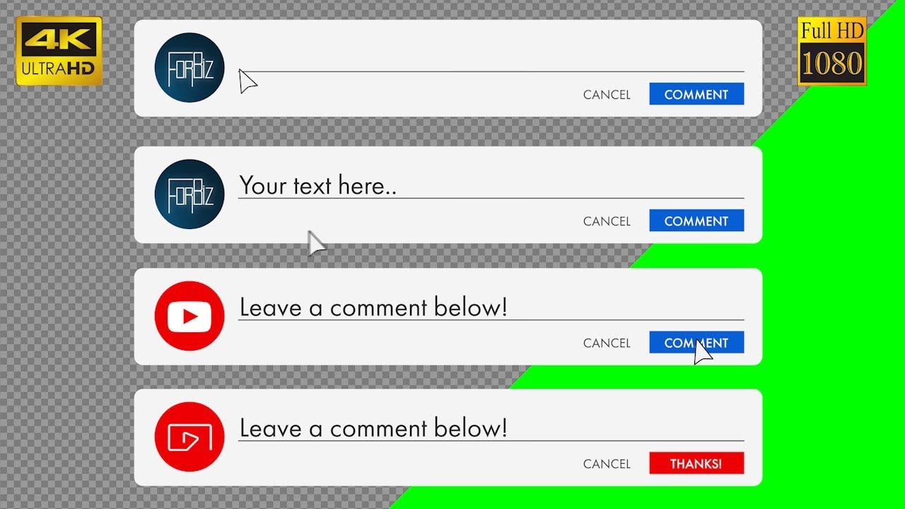 Comment green screen, transparent with sound 4k, HD - YouTube