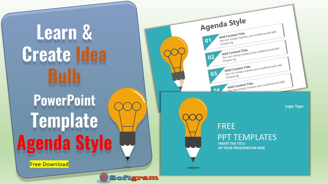 How to create Creative Idea Bulb Agenda Style Power point slides - YouTube
