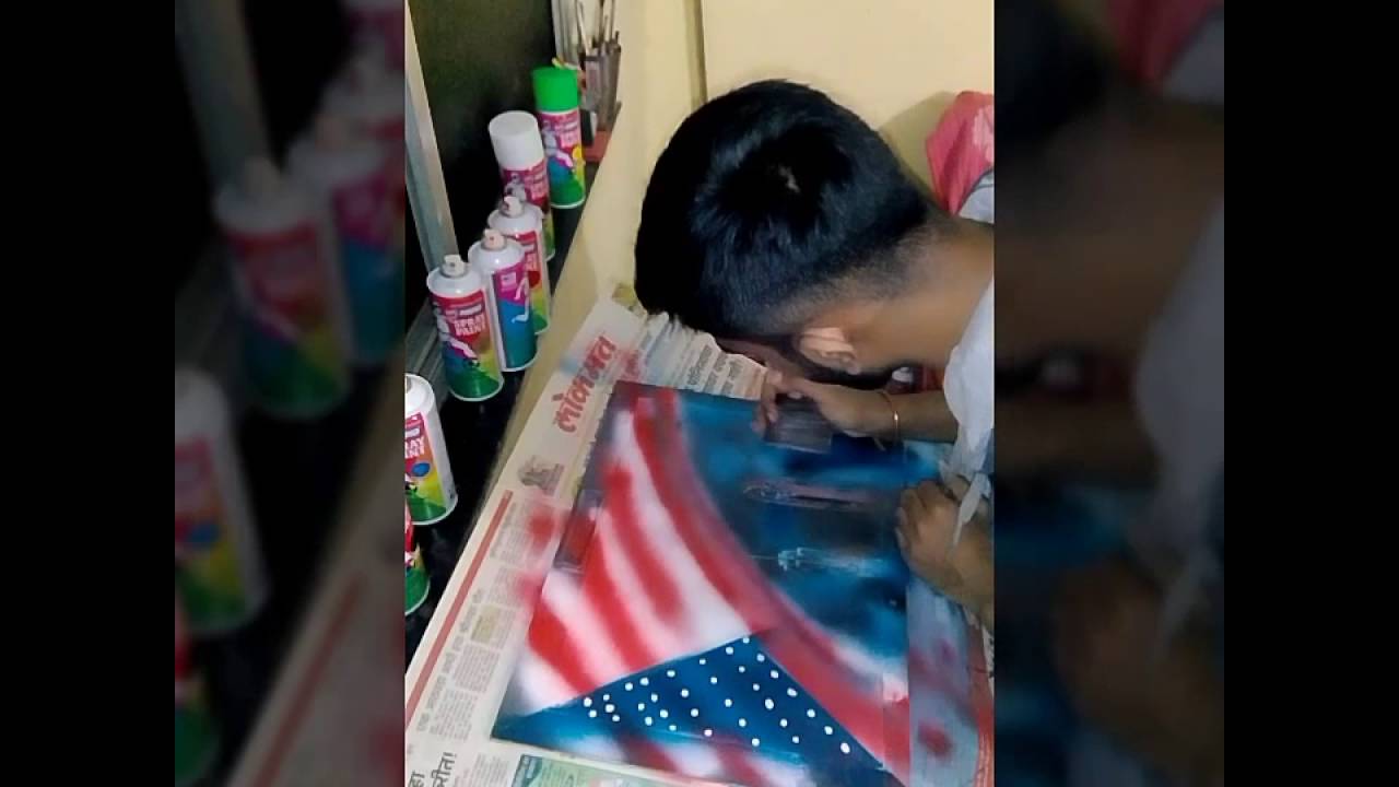 Spray paint Art America flag theme - YouTube