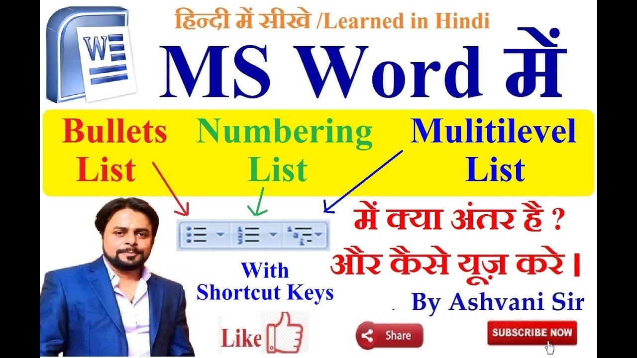 Bullets Numbering And Multilevel List In Hindi Bullets Numbering bullets-numbering-and-multilevel-list-in-hindi-bullets-numbering