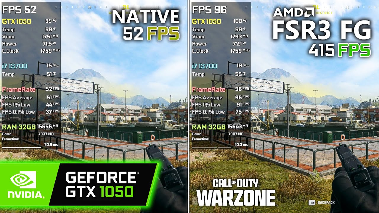 GTX 1050 | COD Warzone 3 - AMD FSR 3 Frame Generation - YouTube