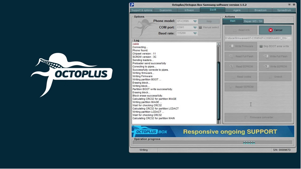 Samsung GT-C3595 Write Firmware with Octoplus Box - YouTube