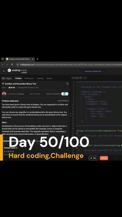 Day 50 100 Hard Coding Challenge 🚀🎯 Dsa Coding 100dayschallenge Tech Programming