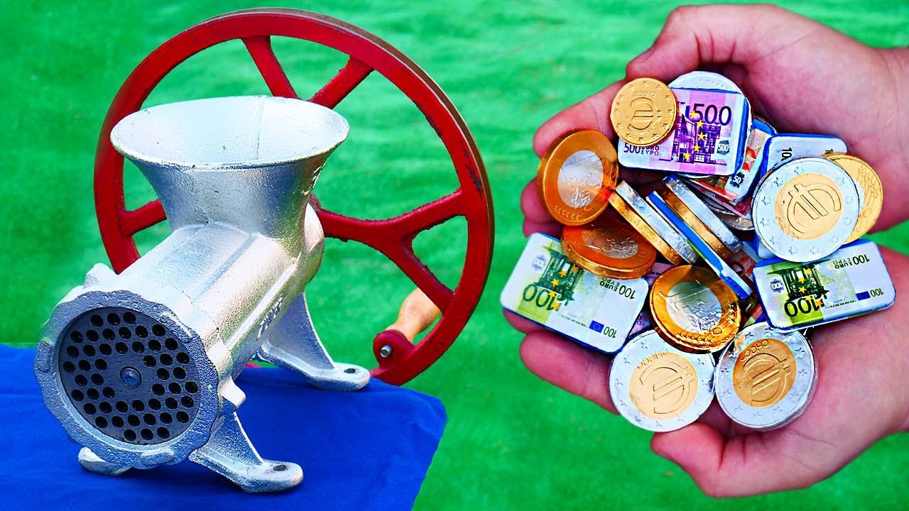 Experiment: Meat Grinder vs Chocolate Money - YouTube
