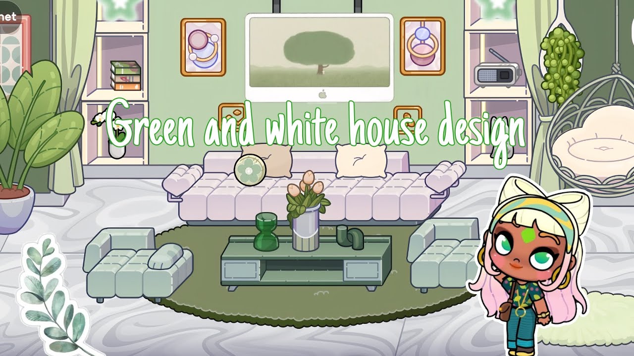 Aesthetic MANSION HOUSE Green and white💚 AVATAR WORLD 🤍 House Ideas ...
