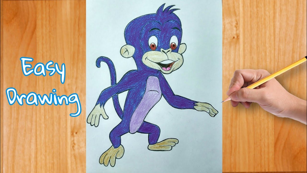 Monkey Drawing | Jaggu Bandar Drawing | Chhota Bheem Jaggu Colour ...