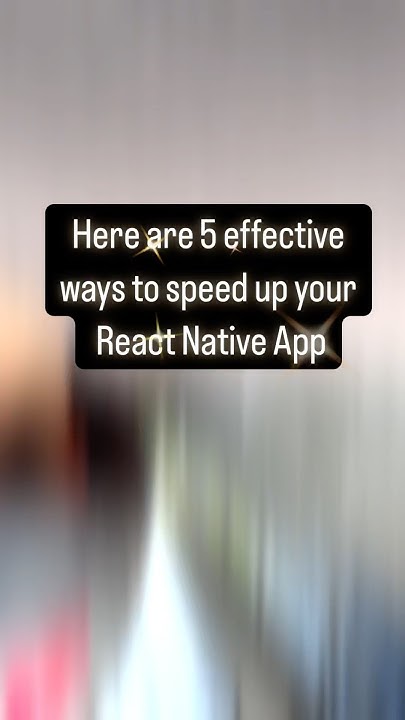 React Native speed up App | software engineering - YouTube
