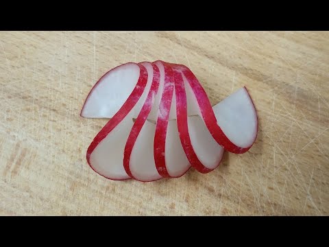 Украшение из редиса для оформления салатов... Карвинг овощей...