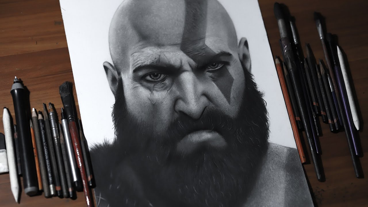 Realistic Greek God Kratos Drawings Hyper Realistic Drawing Kratos