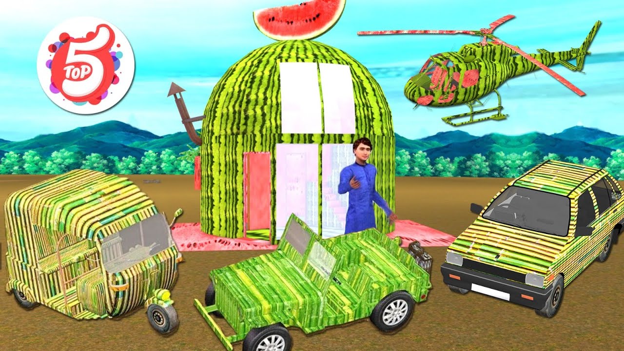 Watermelon Vehicles House Comedy Videos Collection Helicopter Car jeep ...