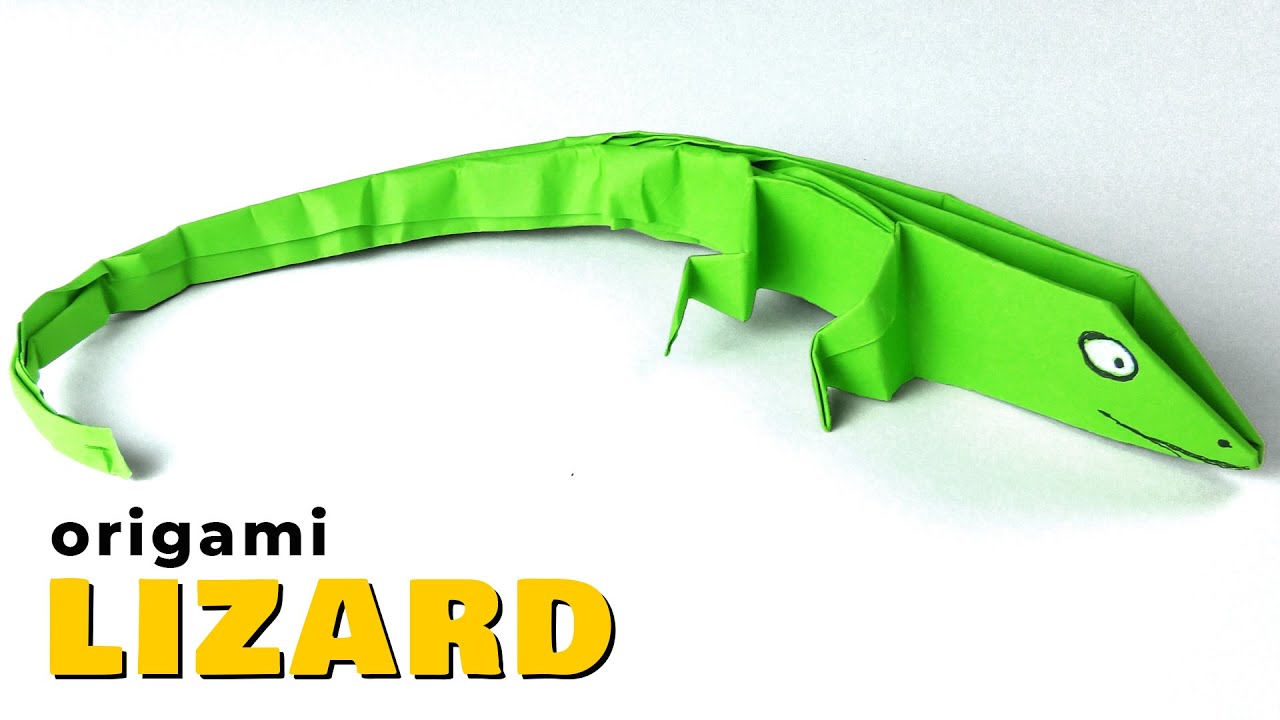 Origami lizard step by step. How to make paper lizard from A4. ASMR ...