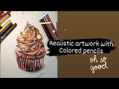 Realistic cupcake drawing with colored pencil | Still life art - YouTube