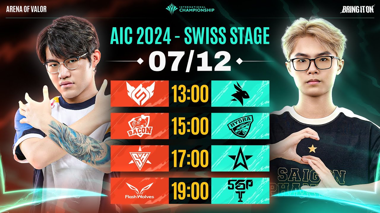 FS vs EA | BAC vs HD | SH vs 1S | FW vs SGP | SWISS STAGE - AIC 2024 | NGÀY 07/12 - YouTube