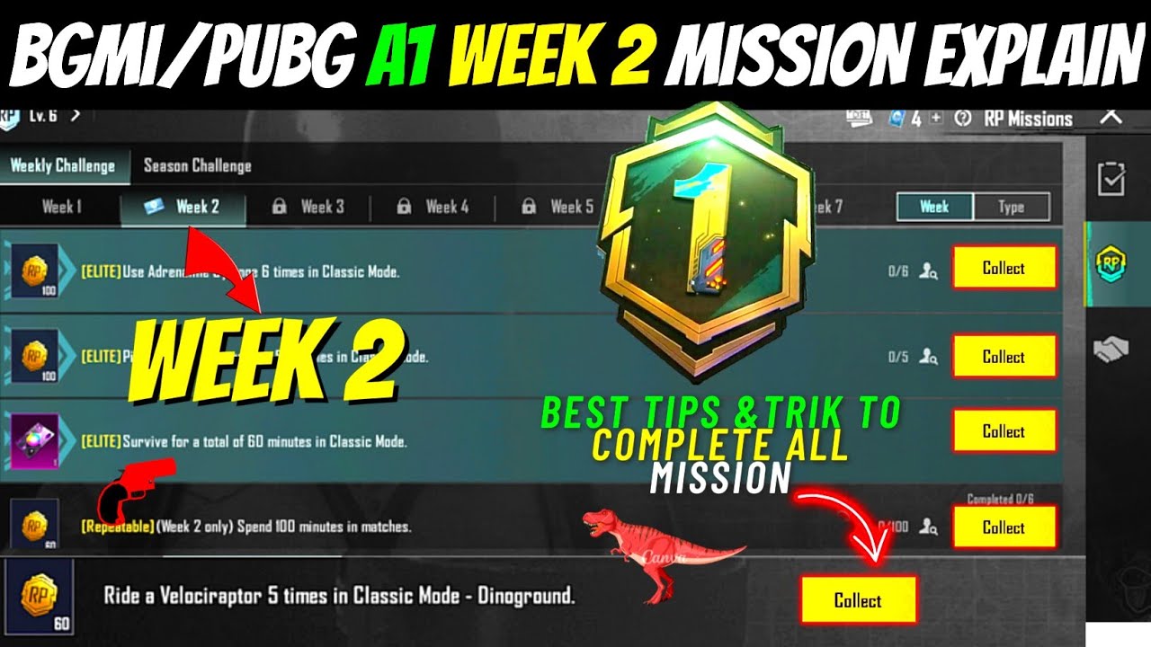 Season c4s12 A1 week 2 mission explain)Pubg Mobile rp mission | Bgmi ...