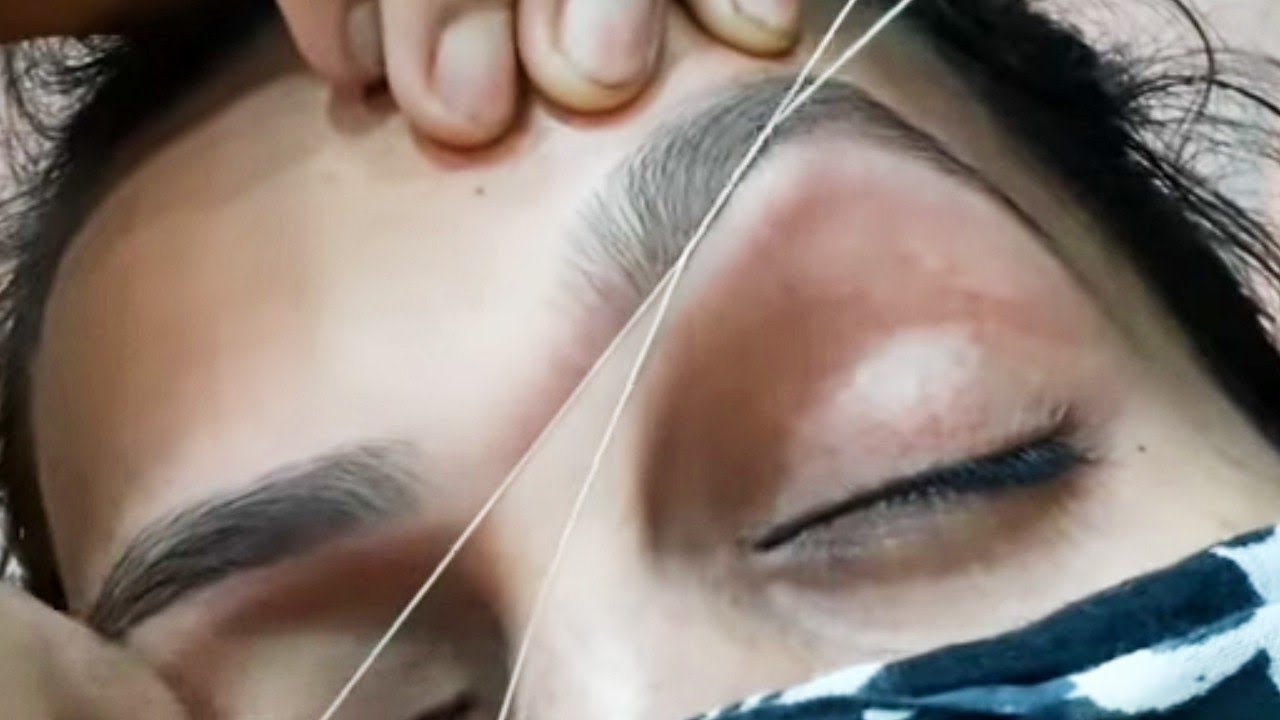 Perfect eyebrow threading at parlour (part 3) // How to threading ...