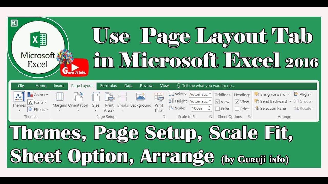 Learn About The Page Layout Tab In Microsoft Excel Part No 13 Learn About The Page Layout Tab In Microsoft Excel Part No 13