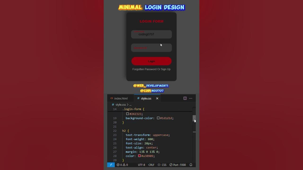Minimalist Login Form in HTML & CSS #coding #python #programming #cssprofile #csscorner #css # ...