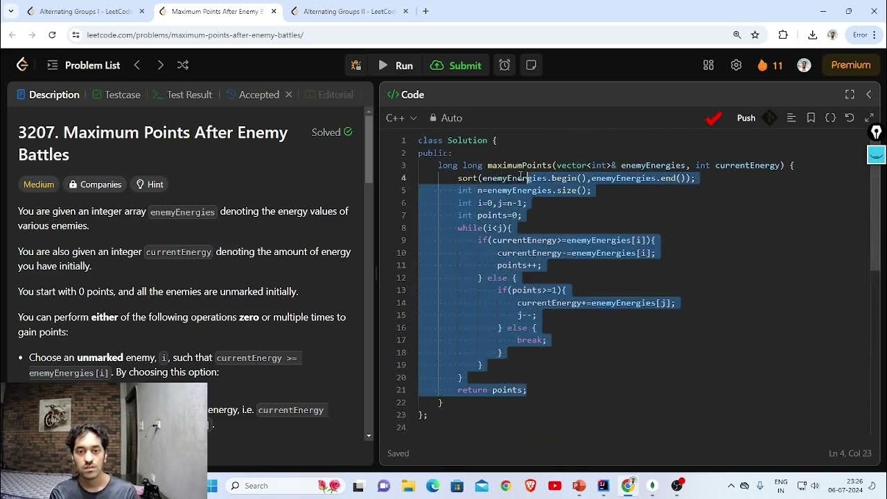 Leetcode Biweekly Contest 134 3206 3207 And 3208 First 3 Problems Youtube