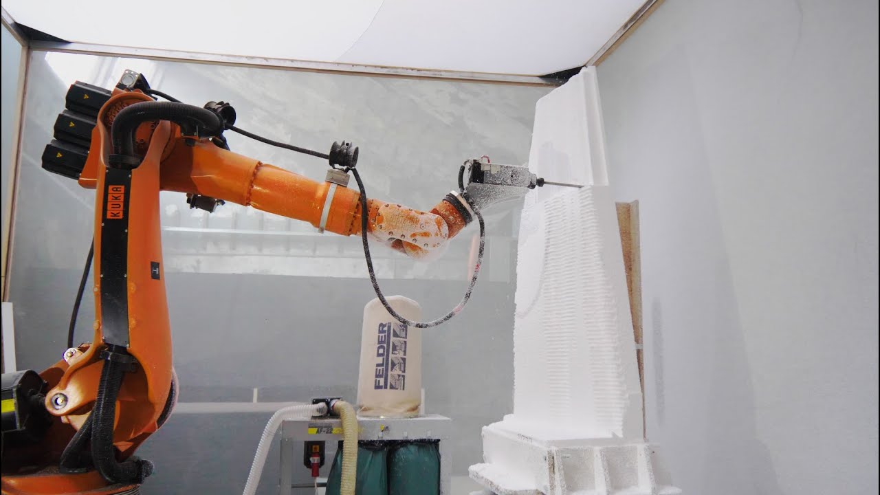 Kuka Robot Cutting Styrofoam - YouTube