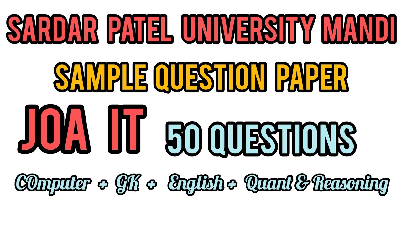 JOA IT Sample Question Paper - YouTube