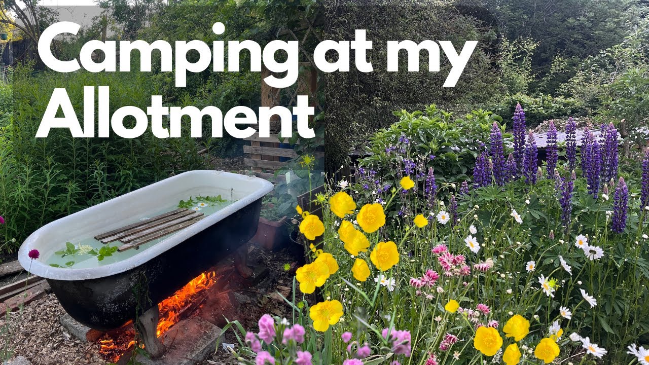 Allotment Camping with Wood Fired Bath - YouTube