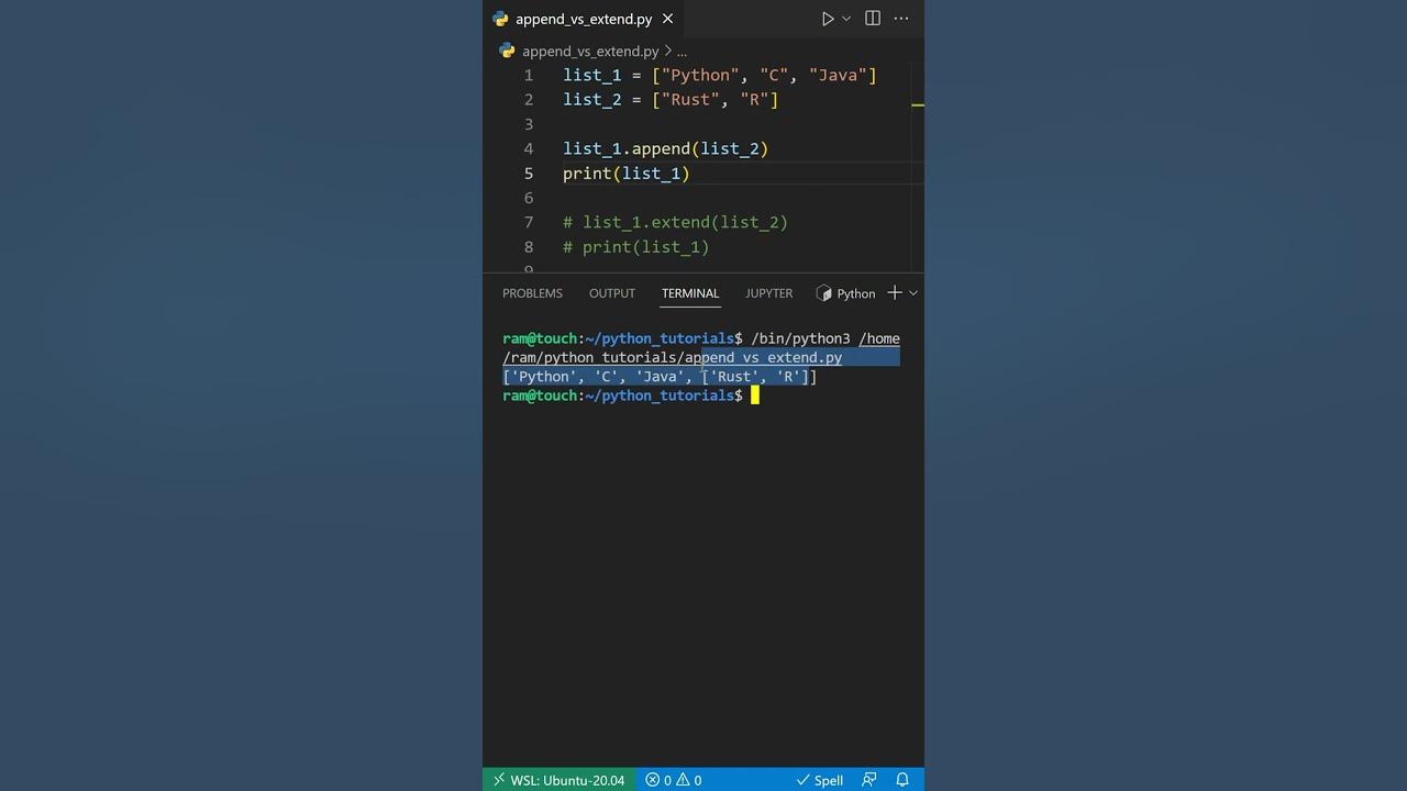 Append Vs Extend In Python Youtube