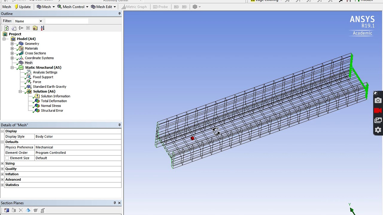 Step 2 - ANSYS Static Structual - I Beam - YouTube