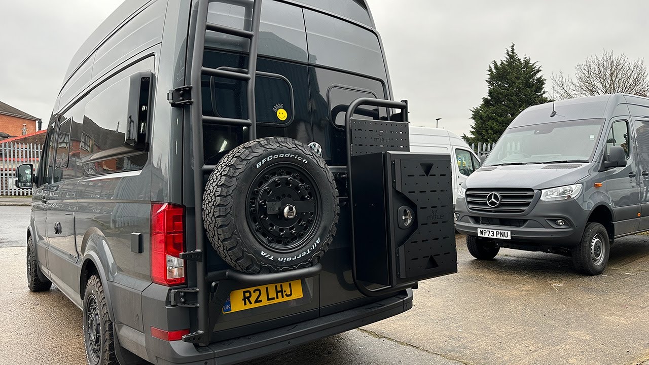 Fitting a Mule Vans Ladder Wheel Carrier - YouTube