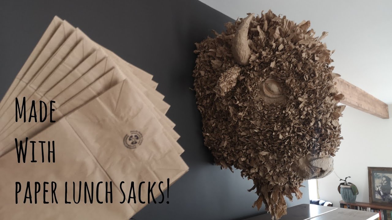 Artist uses paper lunch sacks to make Bison - YouTube