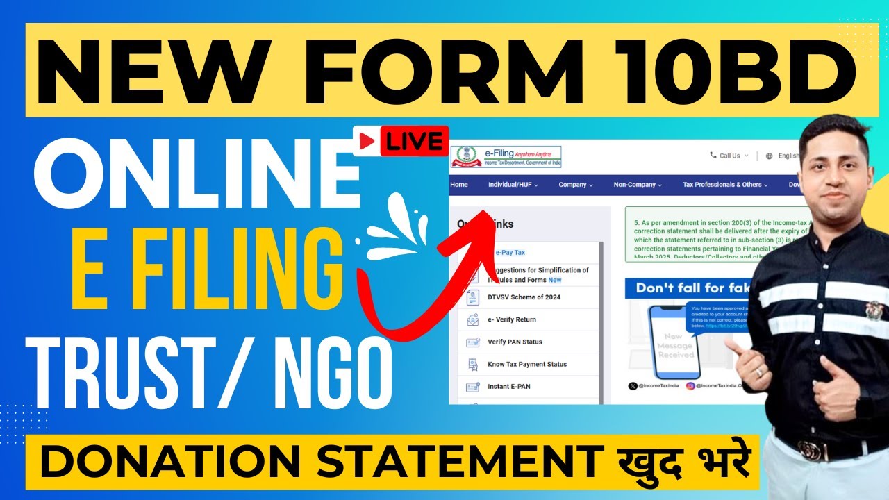 Form 10BD filing How to file Donation Statement in form 10BD by Trust ...