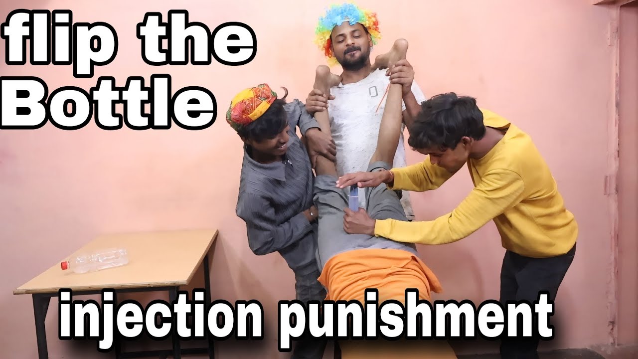 Bottle flip hand stand fun injection punishment | injection funny video ...