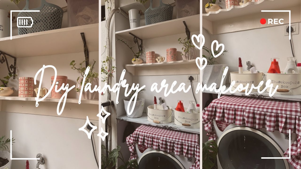 Diy laundry area makeover on a budget - YouTube