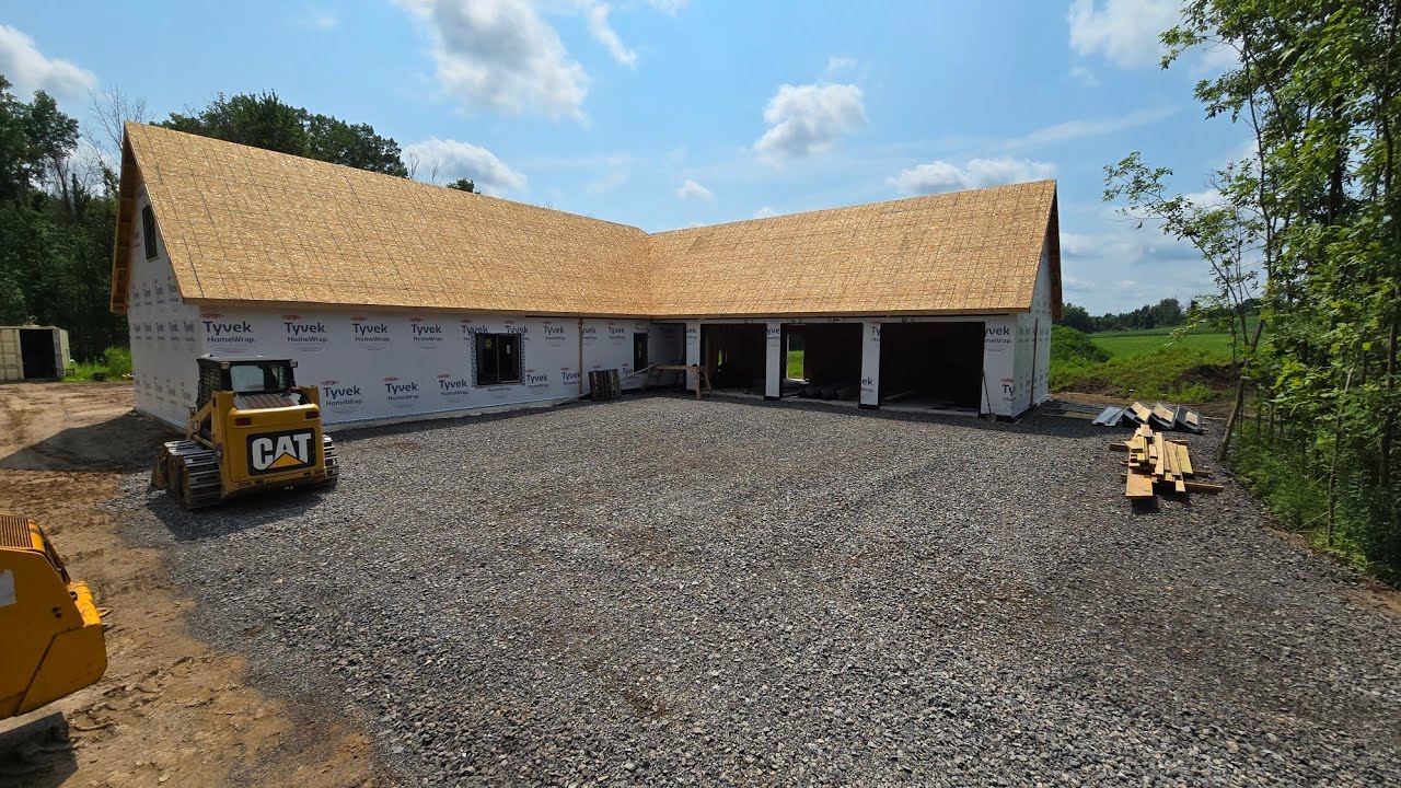 Framing Completed On New Construction Slab Home With Attic Trusses ...