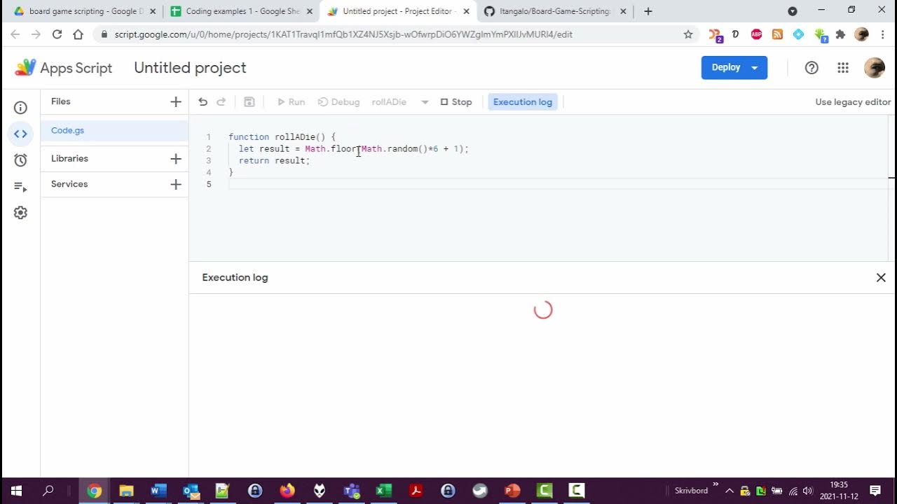 Board Game Scripting with Google Spreadsheet, 100: Creating a function ...