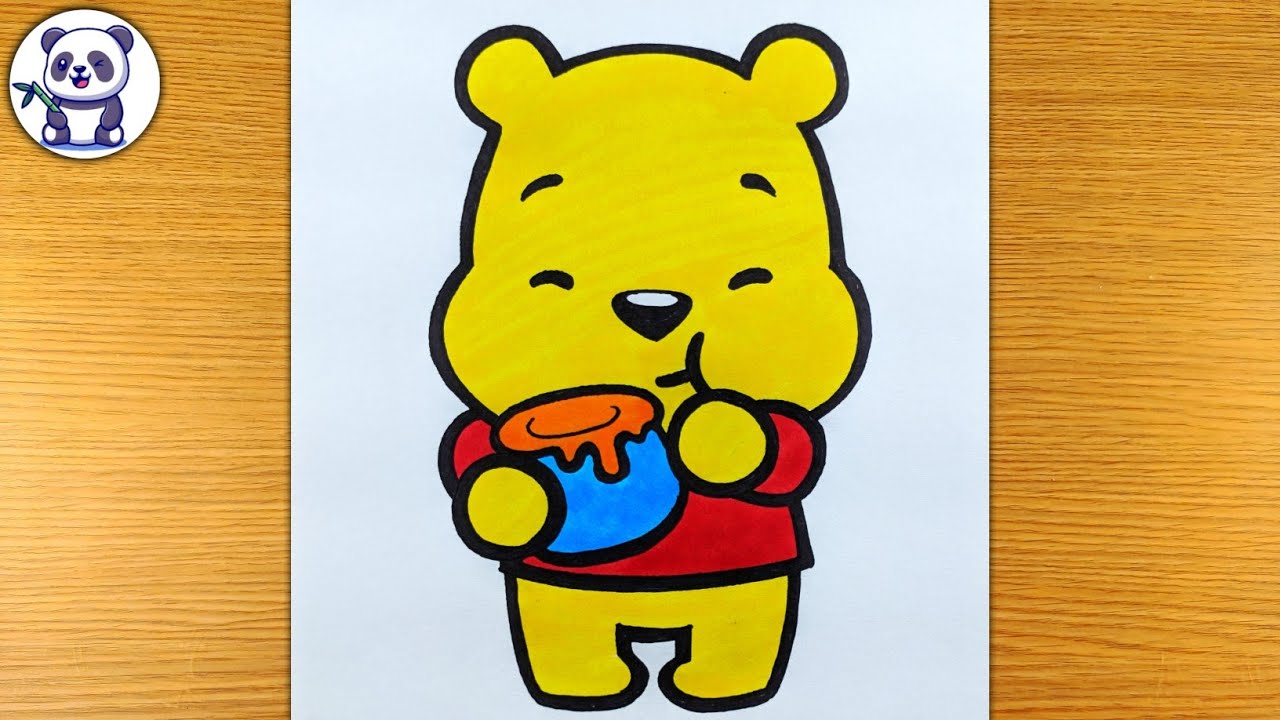 How to draw Winnie The Pooh with honey pot - YouTube