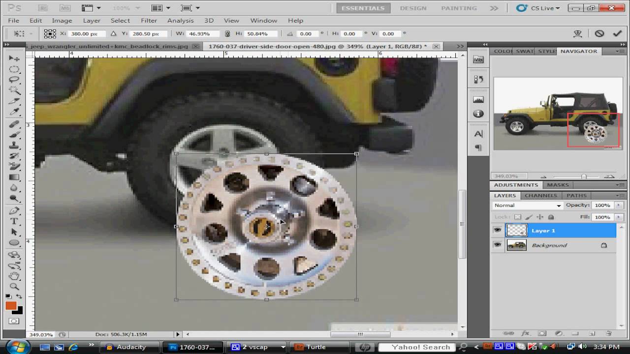 How to change the rims of a vehicle on photoshop - YouTube
