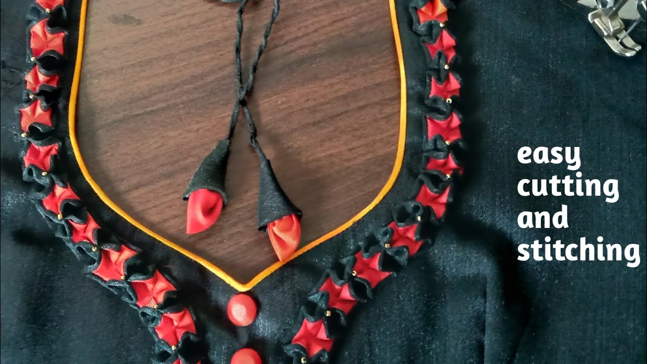 beautiful back deep neck neck designs with frills /latest deep neck ...