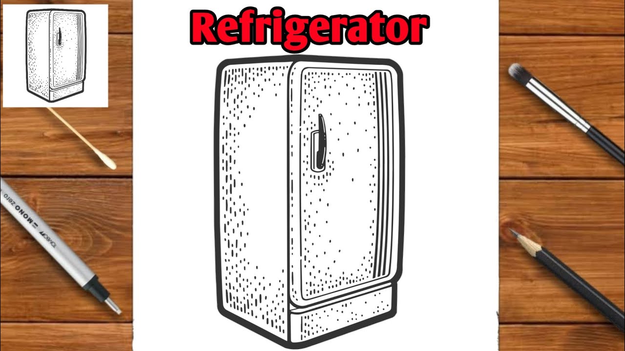 How to Draw A Refrigerator | Easy Drawing and Coloring for Kids and ...