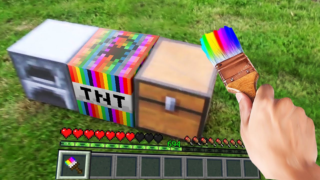 Minecraft in Real Life ~ RAINBOW TNT CRAFT in Realistic Minecraft ...