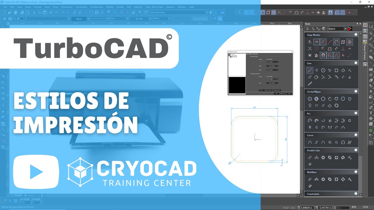 TurboCAD - Estilos de impresión - YouTube