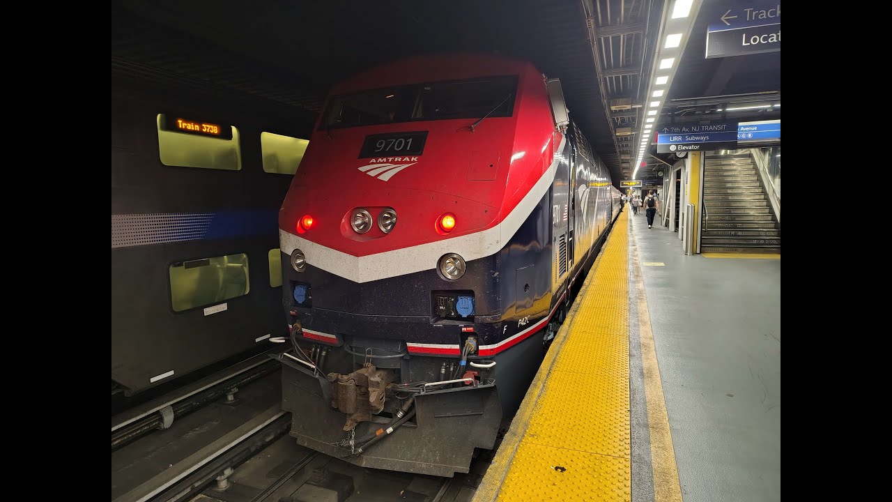 Amtrak Empire Service (A-241) departs New York Penn Station (Ft. P42 ...