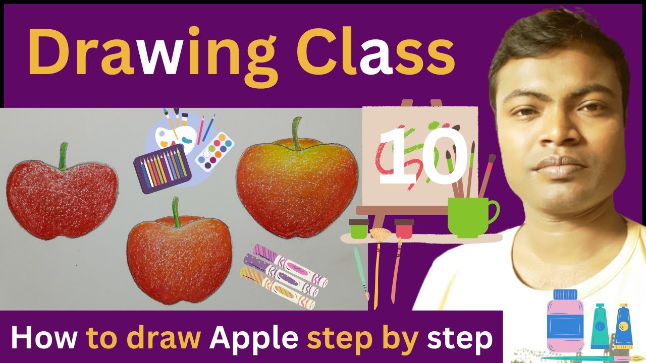 How to draw easily, Part -10.SMS Art Academy. How to draw Apple. #Apple ...