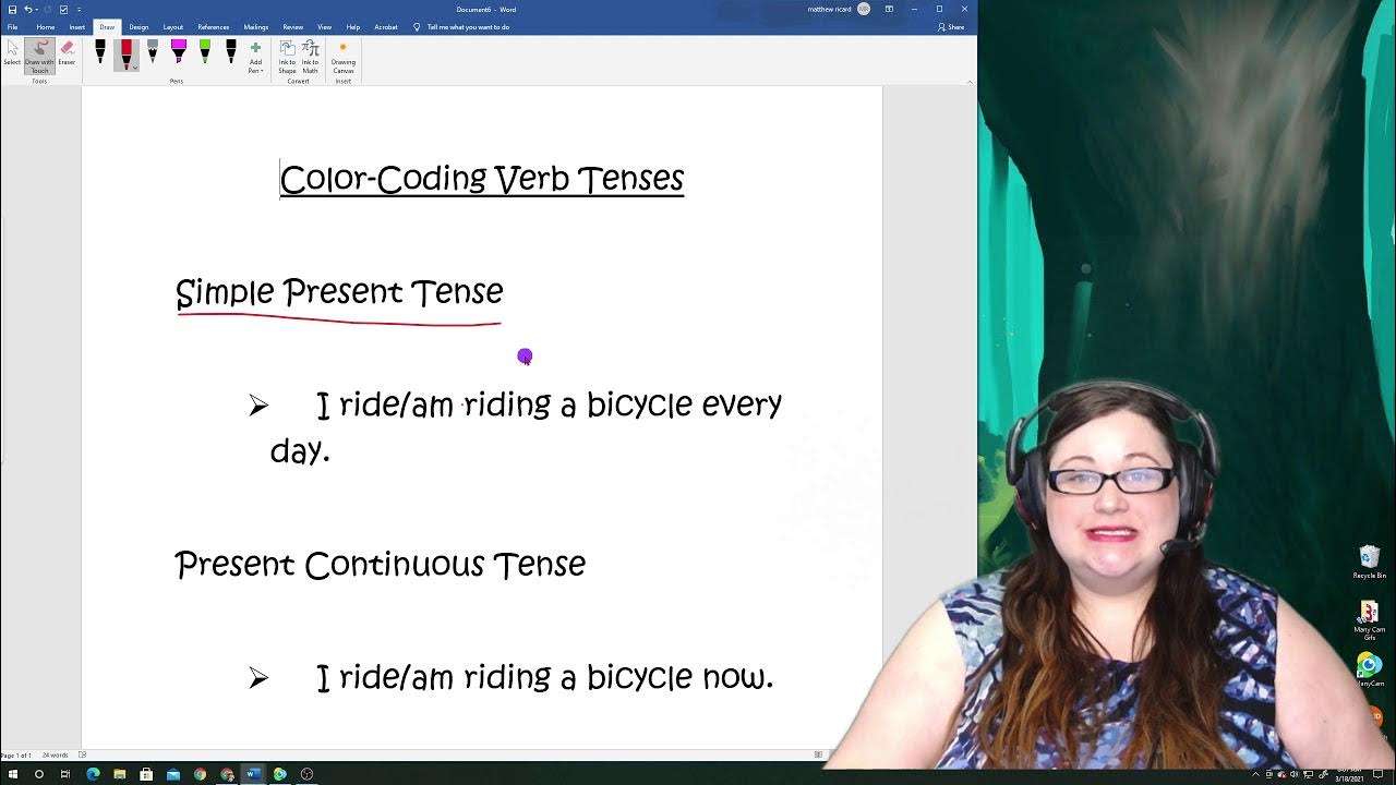 Color Coding Verb Tenses - YouTube