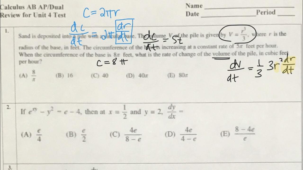 AP Calculus Unit 4 Review 1 - YouTube