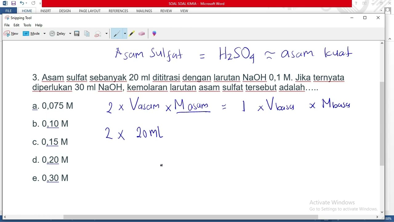 Mencari nilai kemolaran asam sulfat dengan menggunakan titrasi (UTBK ...