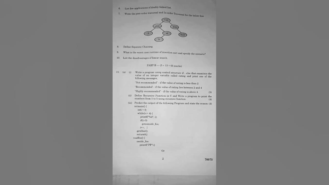 CS 3353 -C Programmingand Data Structure| Anna University Question Paper 2022 | Nov/Dec - YouTube