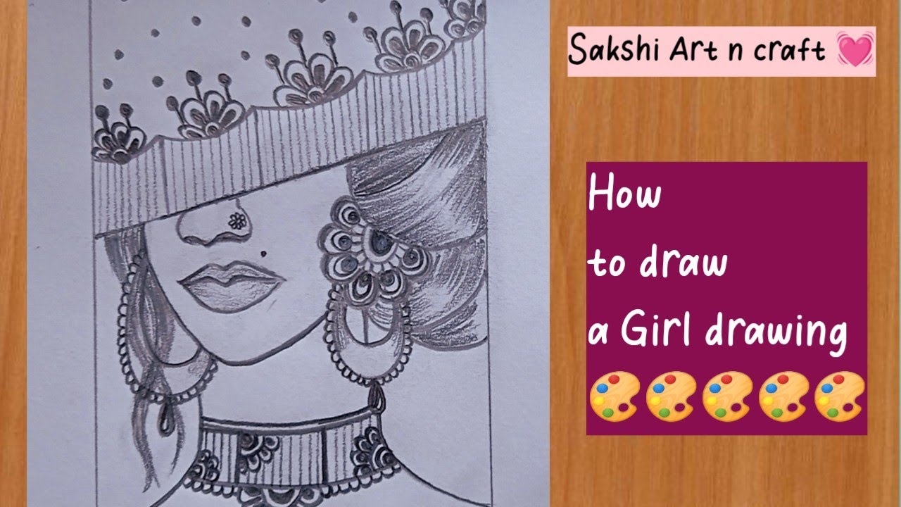 How to draw a Girl Half face drawing||Girl drawing Step by Step 🙏 - YouTube