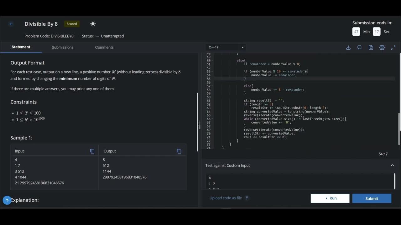 D. Divisible By 8 | Starters 103 Division 4 (Rated) | Codechef solution - YouTube