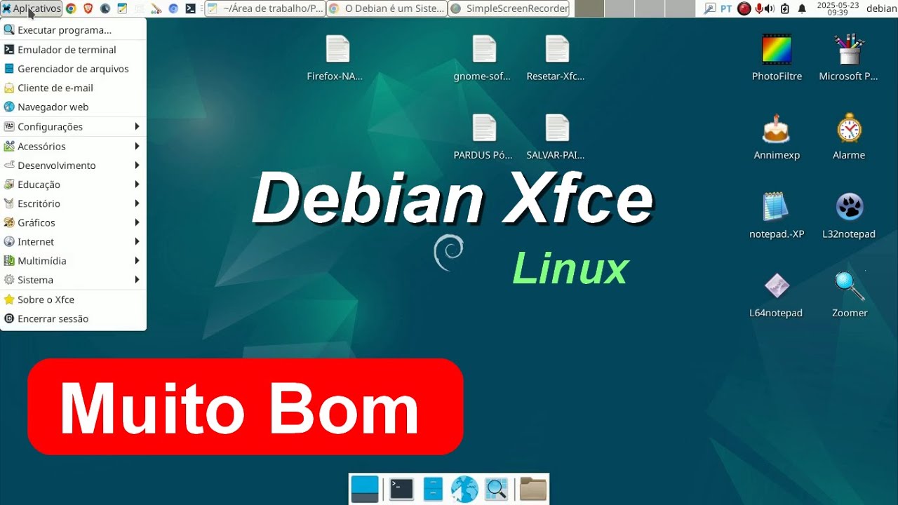 Debian Bookworm Xfce. Muito Leve. Pós Instalação. Programas Instalados ...