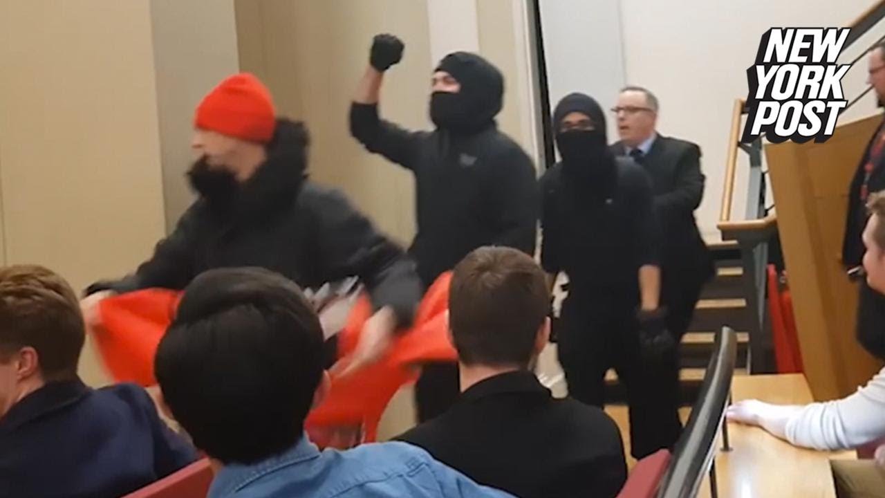 Masked protesters storm controversial university lecture | New York ...